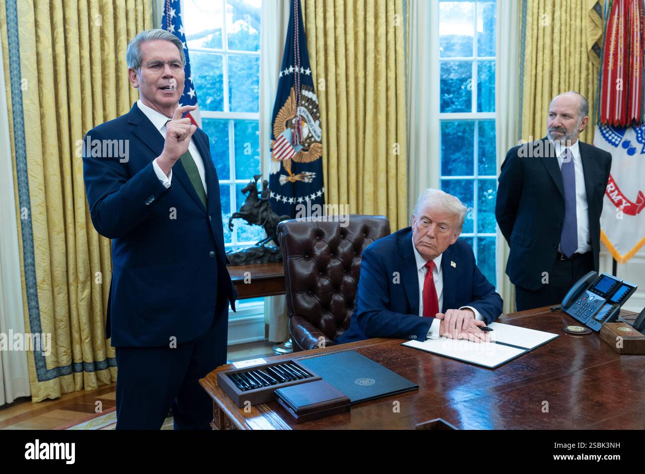 United States Treasury Secretary Scott Bessant speaks during United ...