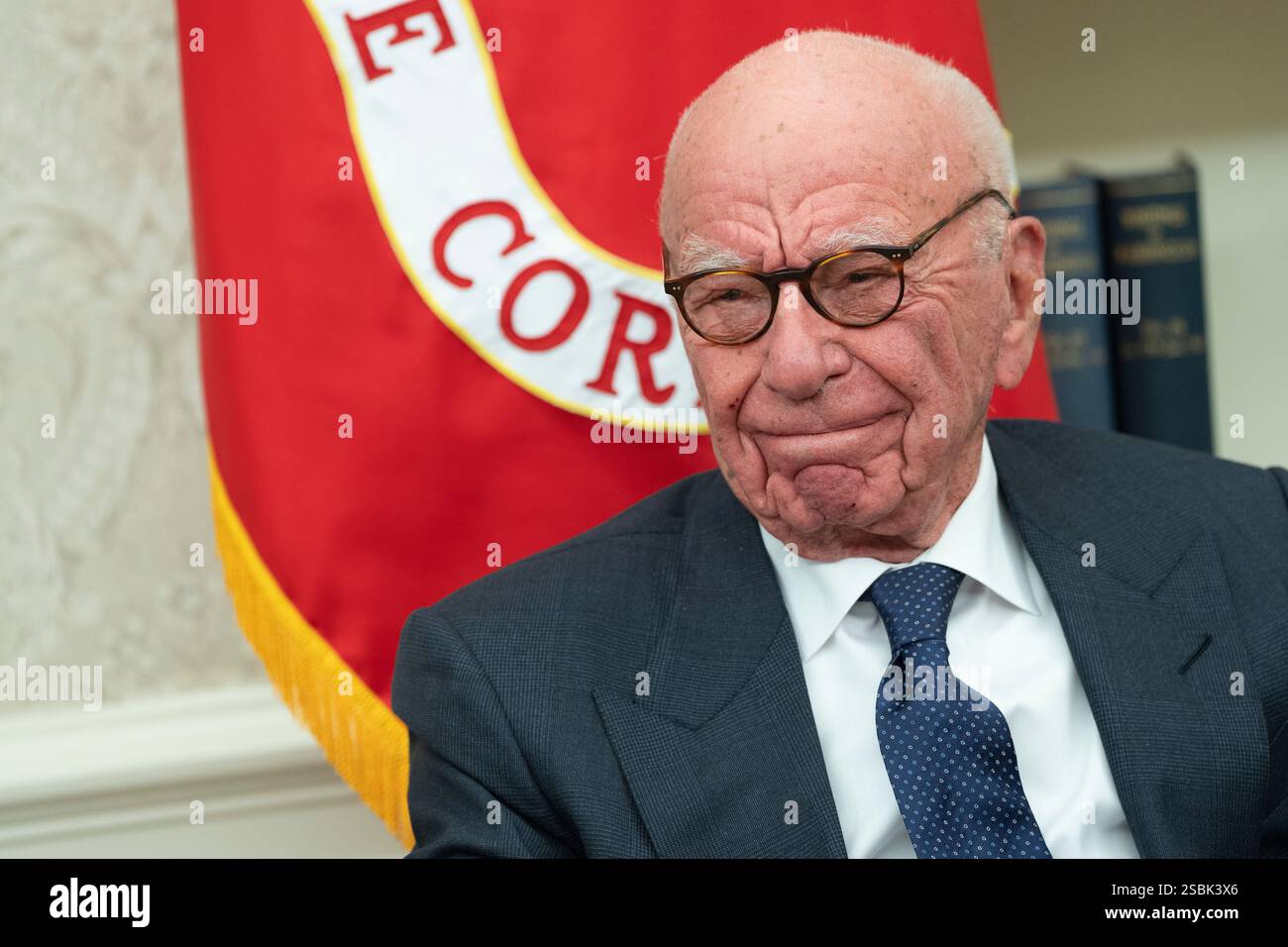 Business magnate Rupert Murdoch watches as United States President ...