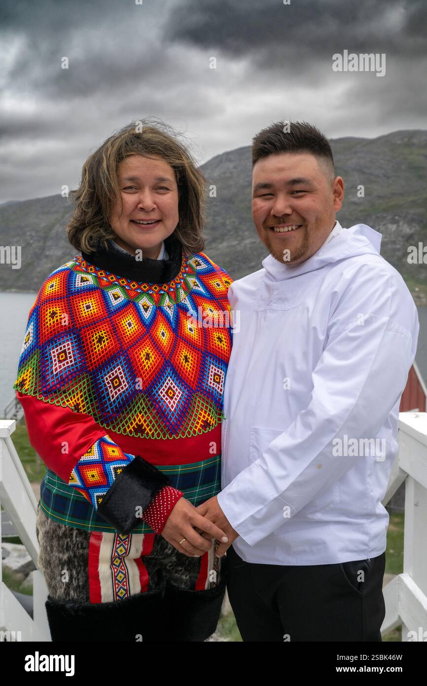 Traditional Inuit wedding in Sarfannguit village, Greenland Stock Photo ...
