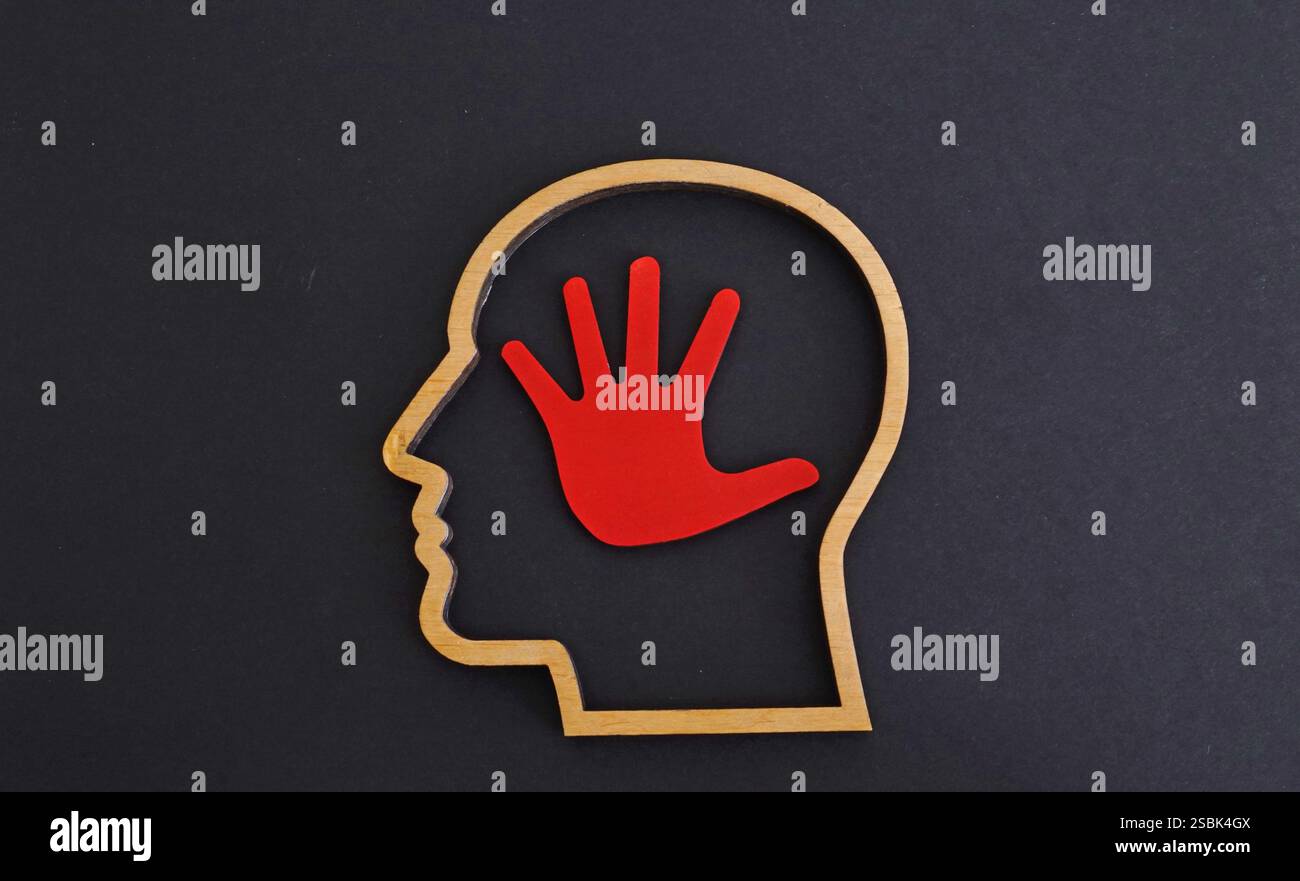 Head outline and a stop hand sign. Mental boundaries and self ...