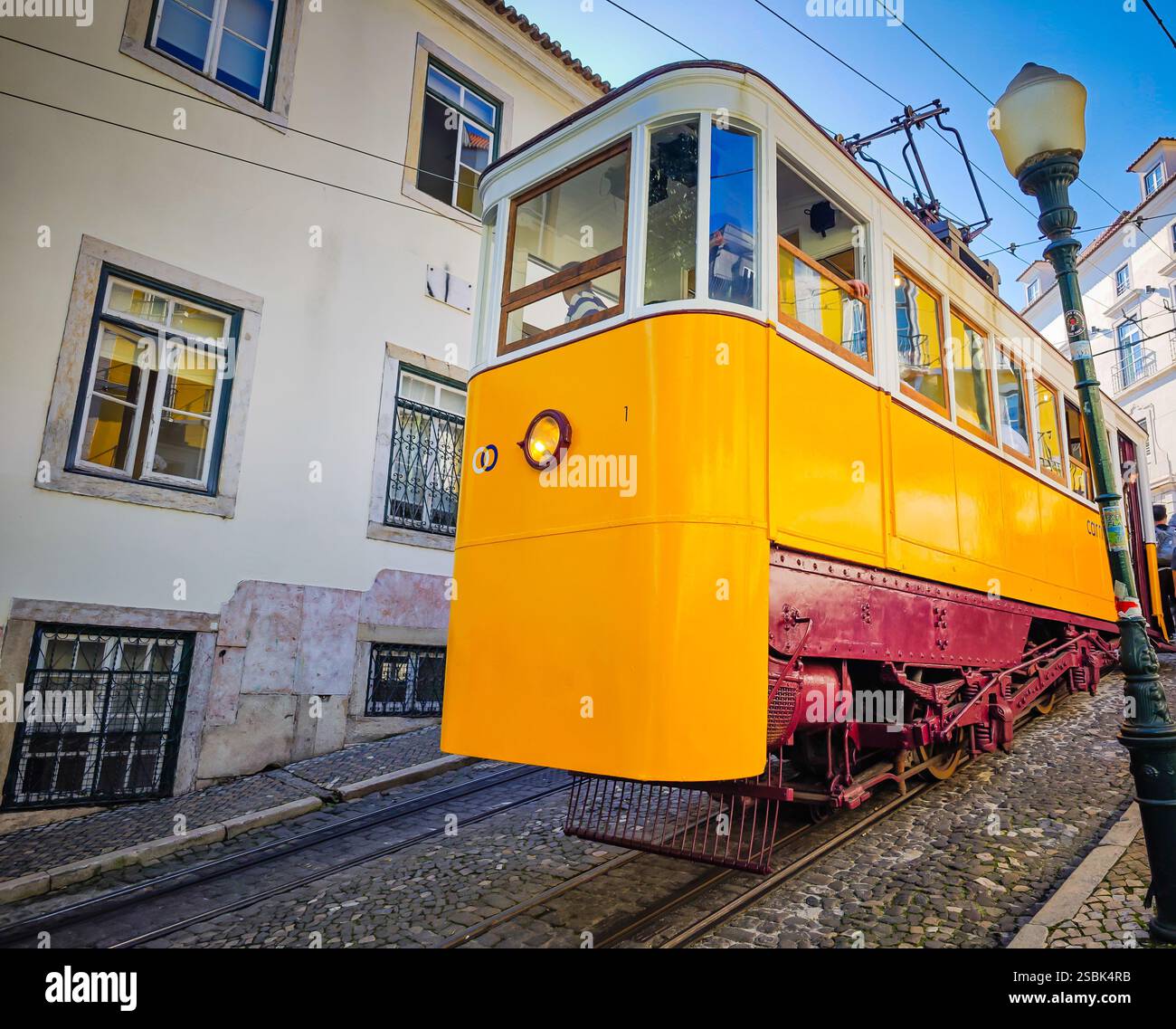 03 02 2025 - Lisbon, Portugal. Gloria Funicular in Lisbon. Tram with ...