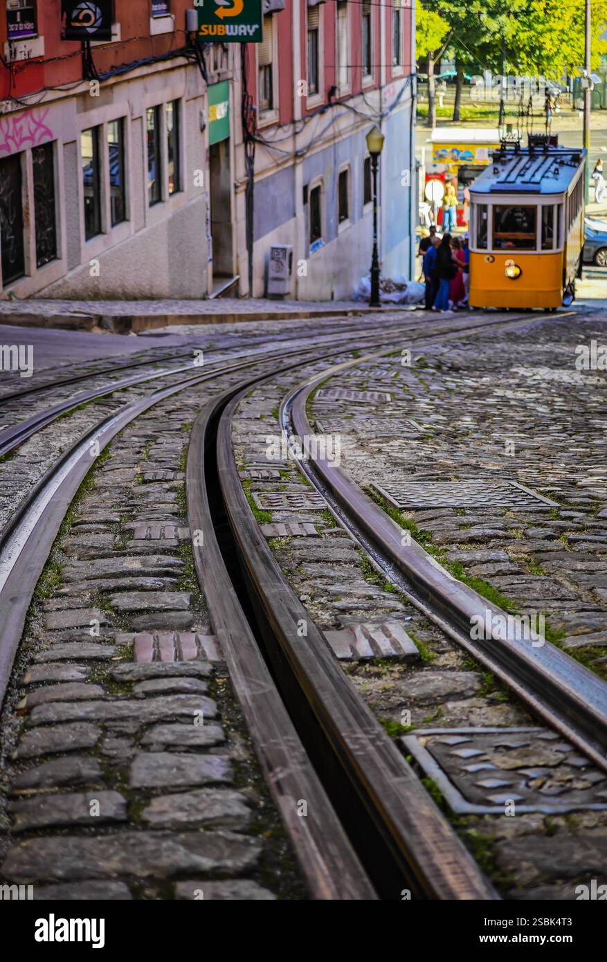 03 02 2025 - Lisbon, Portugal. Gloria Funicular in Lisbon. Tram with ...