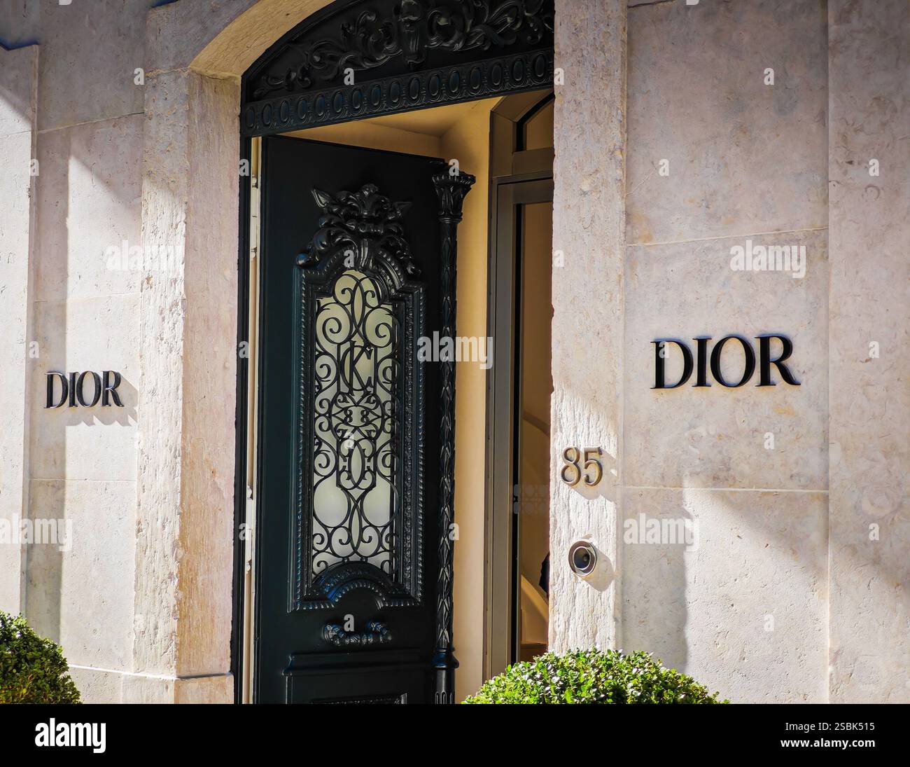 03 02 2025 - Lisbon, Portugal. Elegant entrance of a Dior store ...