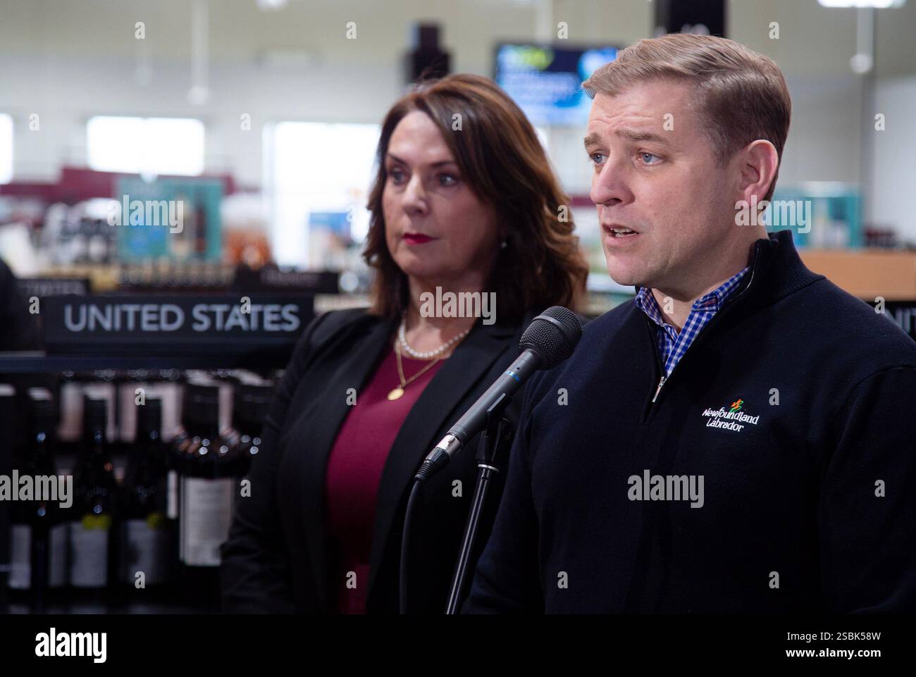 Premier Andrew Furey, right, and Deputy Premier Siobhan Coady held a press conference at a NLC ...