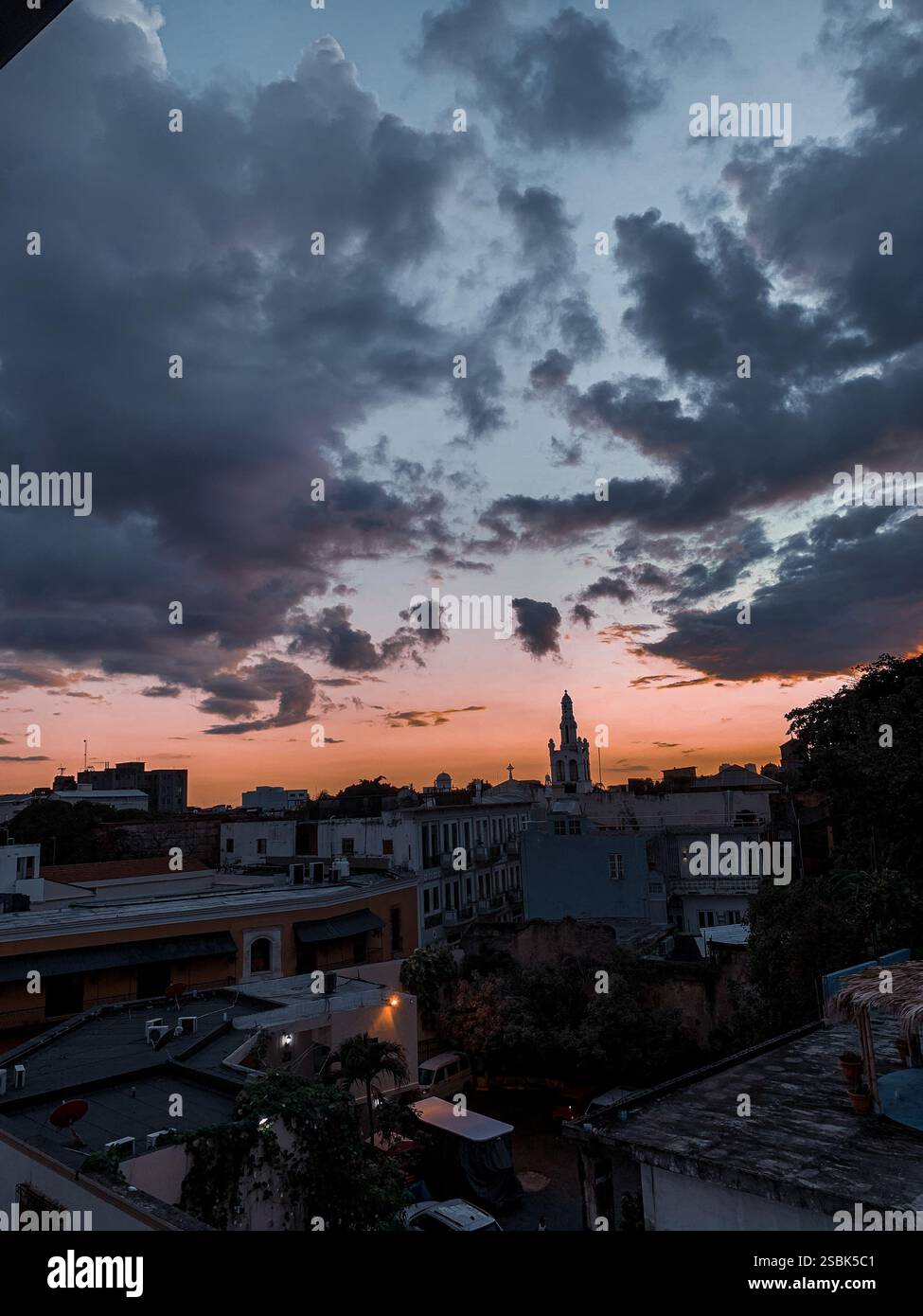 sunset over the city, historical colonial city in the dominican ...