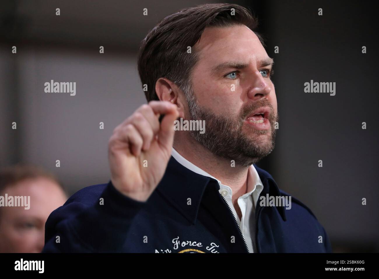 Vice President JD Vance speaks during a visit to East Palestine, Ohio ...