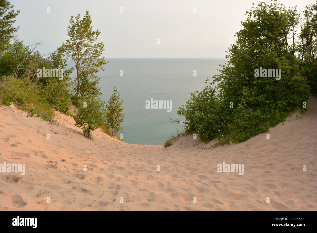 On top of sand dunes at Pictured Rocks National Lakeshore Michigan USA ...