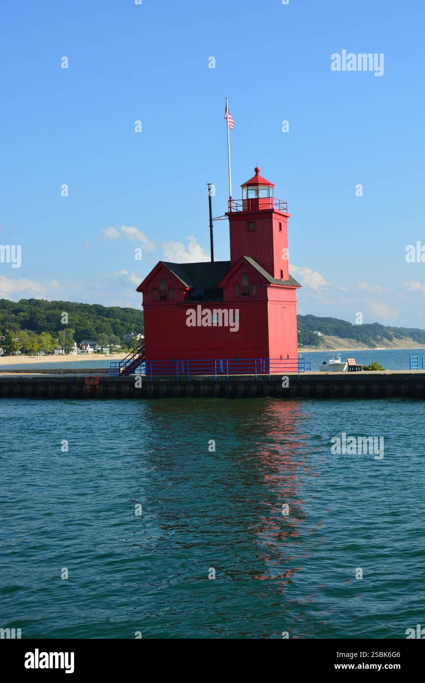 Big Red Lighthouse Holland Michigan Stock Photo - Alamy