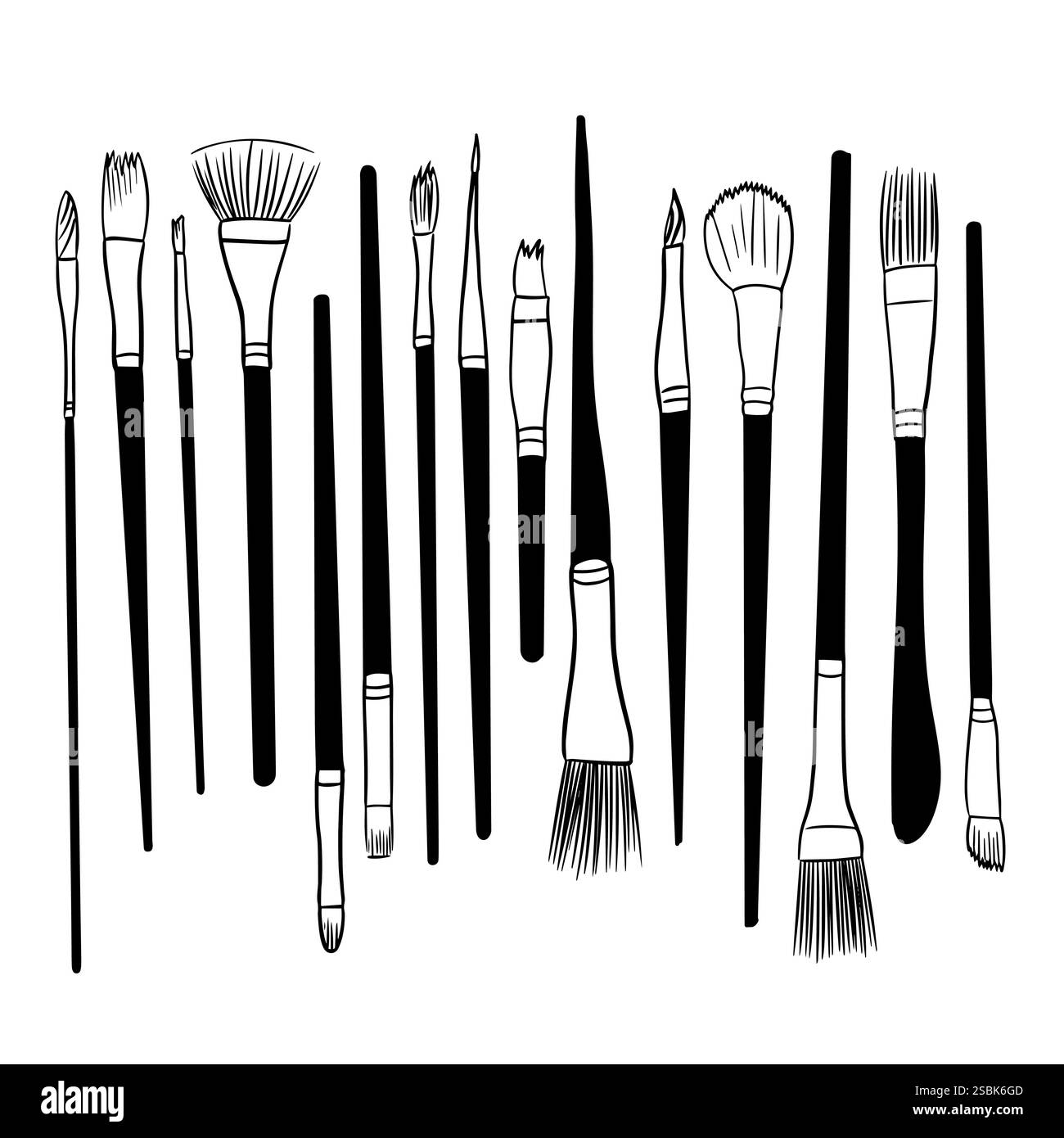 Vector set of various brushes for drawing in black and white. To create ...
