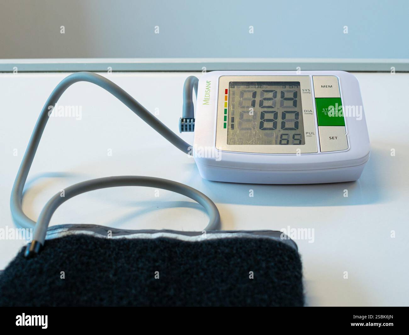 Electronic blood pressure monitor with connection for the arm Stock ...