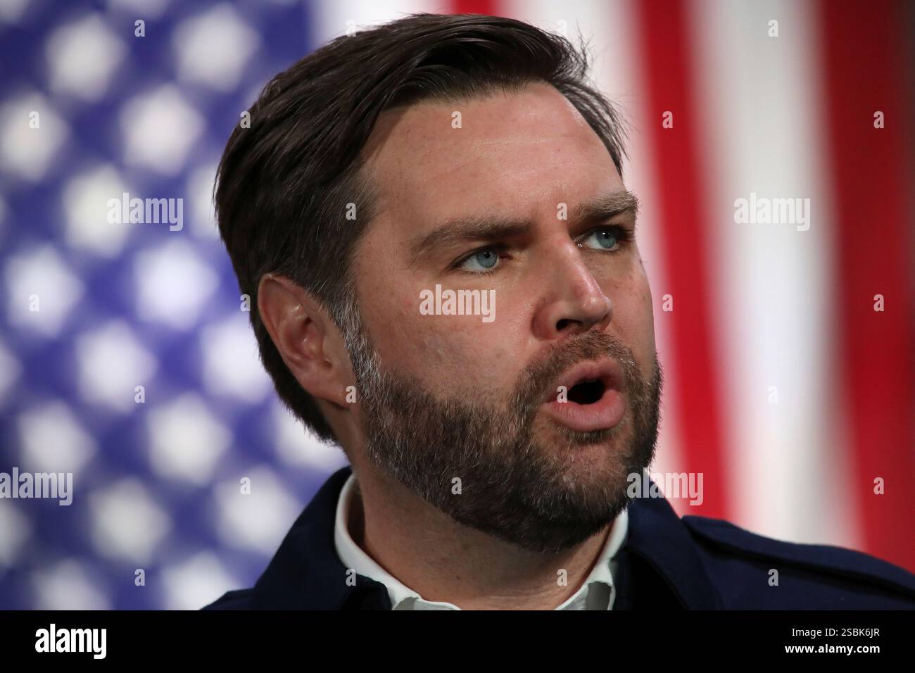 Vice President JD Vance speaks during a visit to East Palestine, Ohio ...