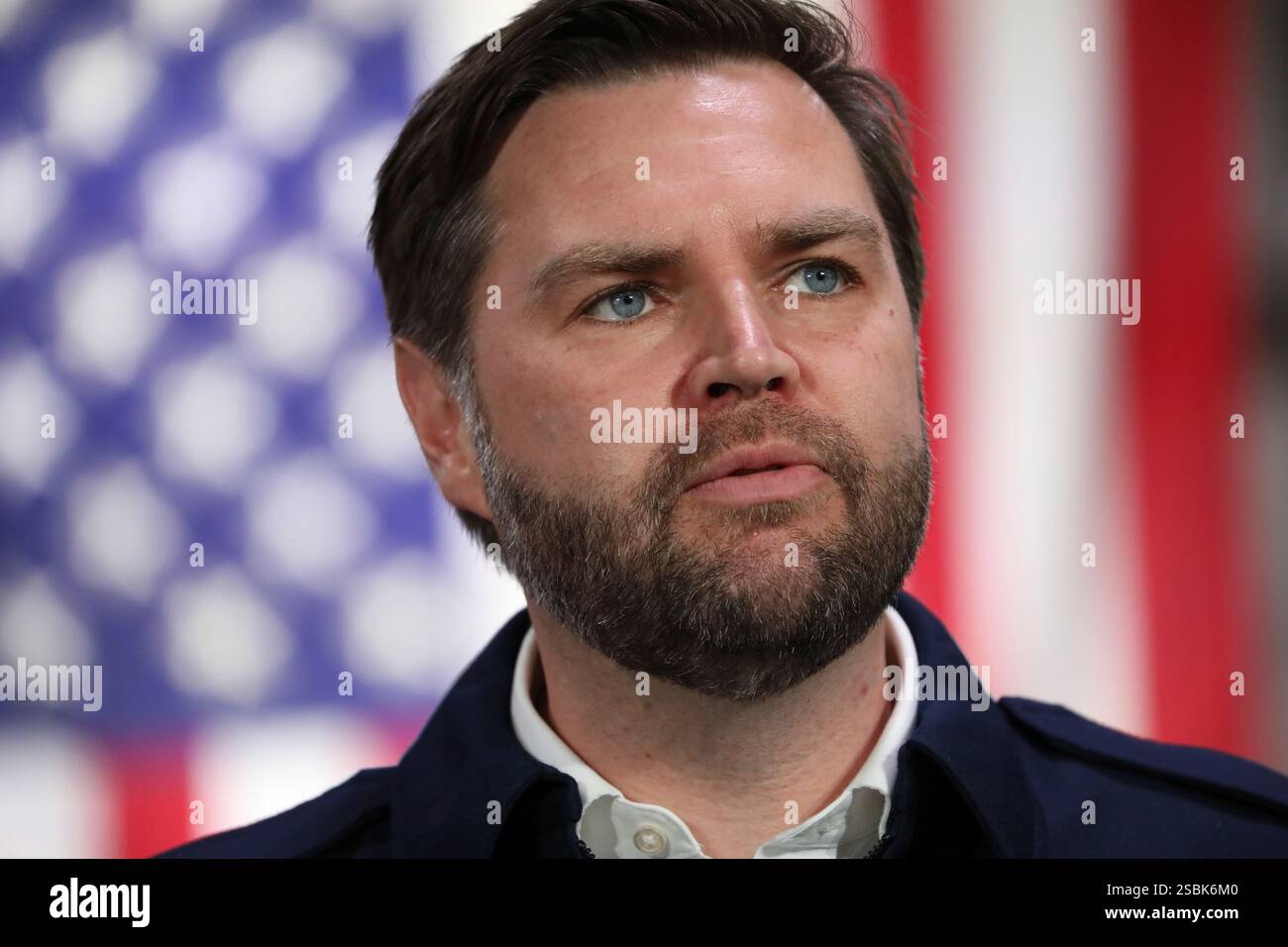Vice President JD Vance speaks during a visit to East Palestine, Ohio ...