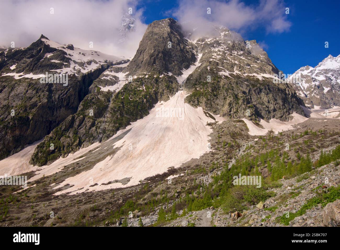 Mont Pelvoux, Ecrins National park, Hautes alpes, France. Viewed from ...