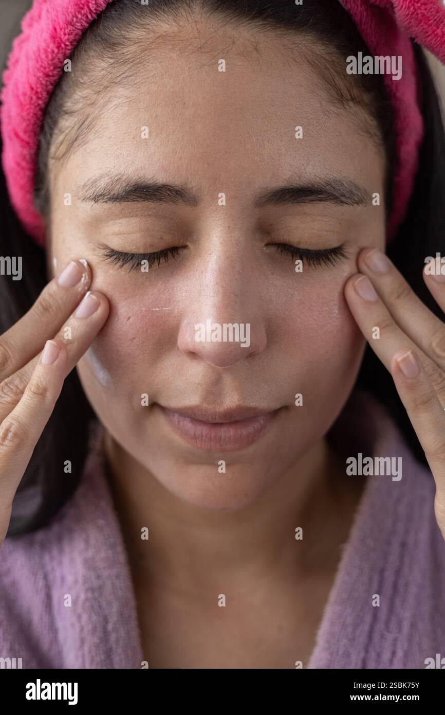 A peaceful moment with a face and closed eyes, showing relaxation and ...