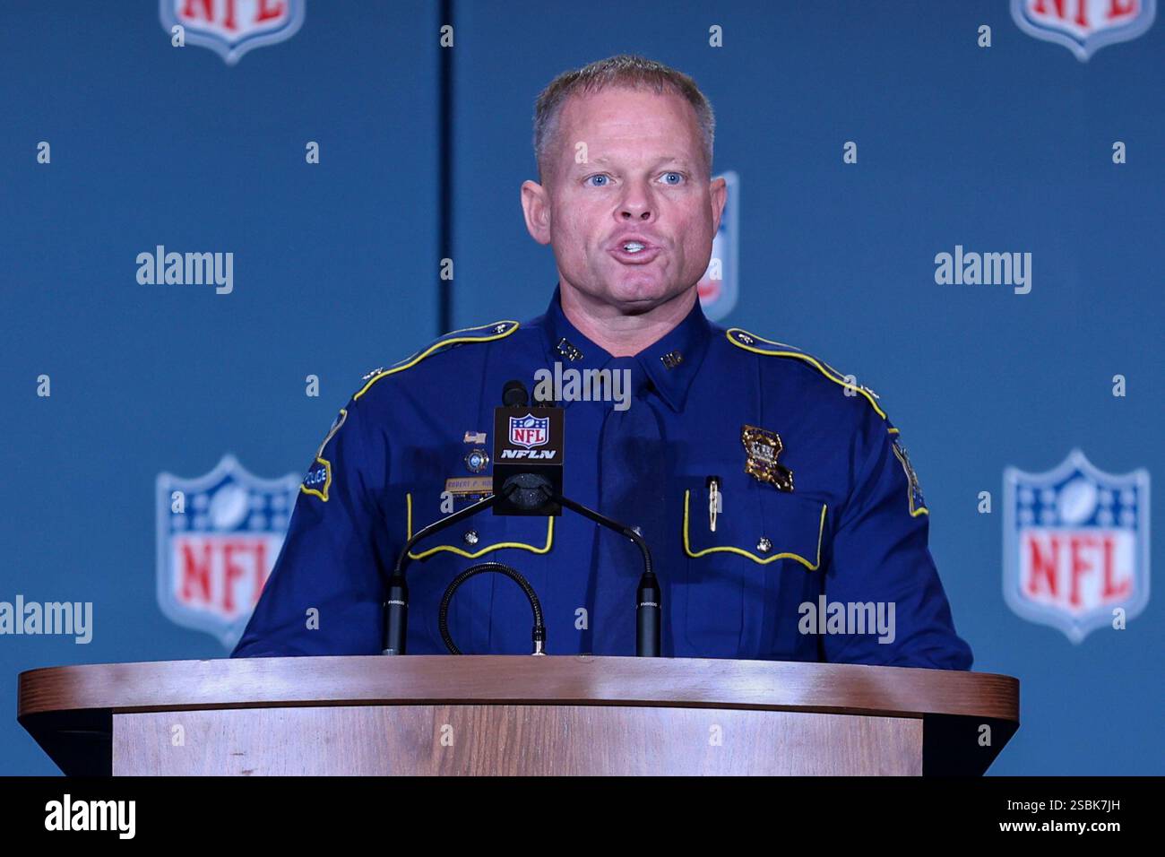 Colonel Robert P. Hughes (Louisiana State Police) speak during the ...