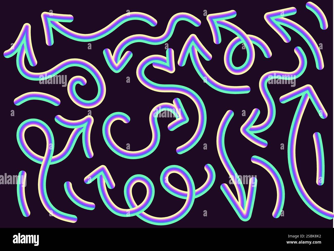vibrant neon vector design featuring arrows in various shapes and ...