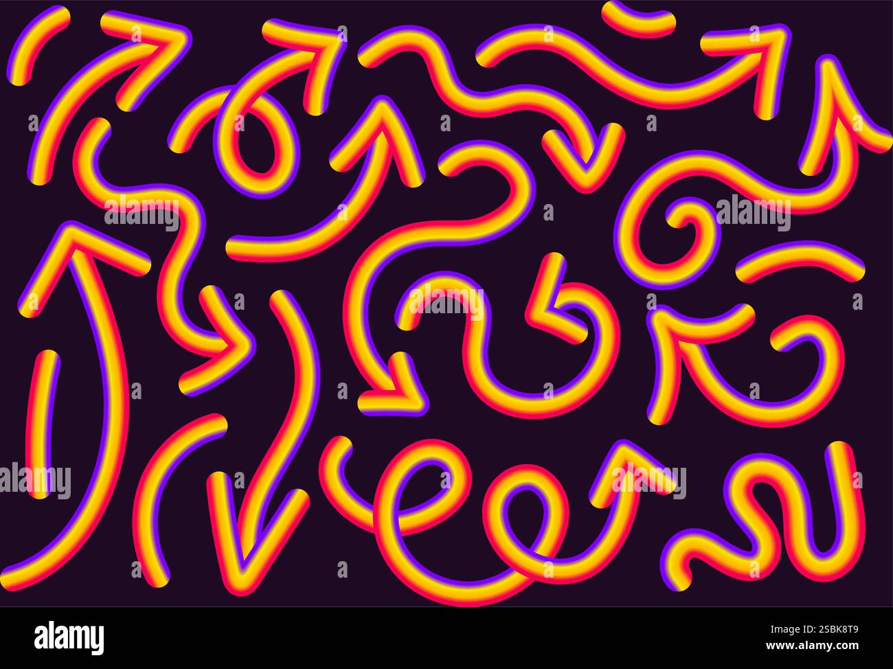 vibrant neon vector design featuring arrows in various shapes and ...