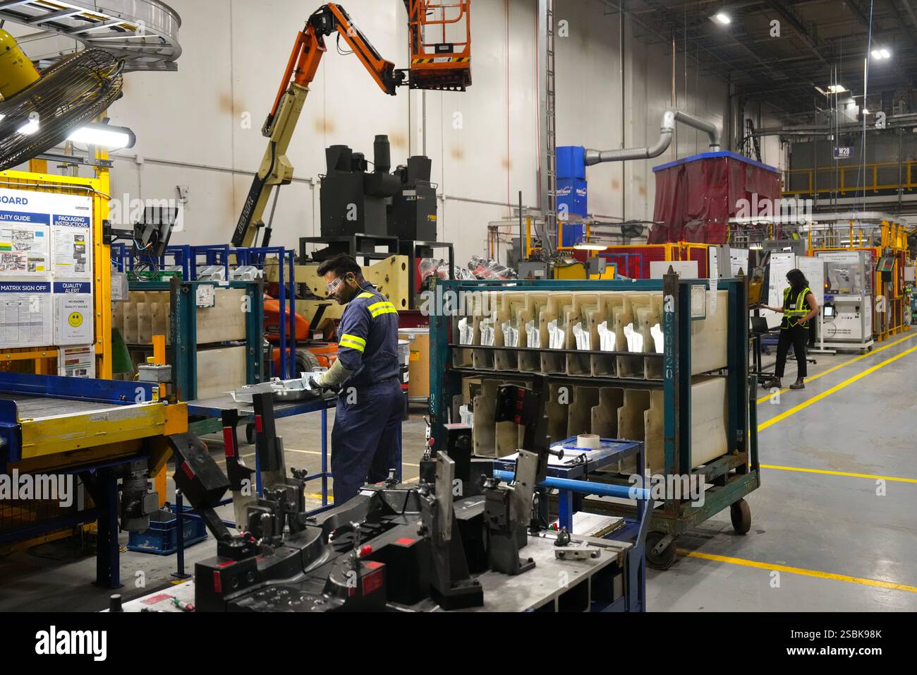 Woodbridge, Can. 03rd Feb, 2025. Employees work on the production line ...