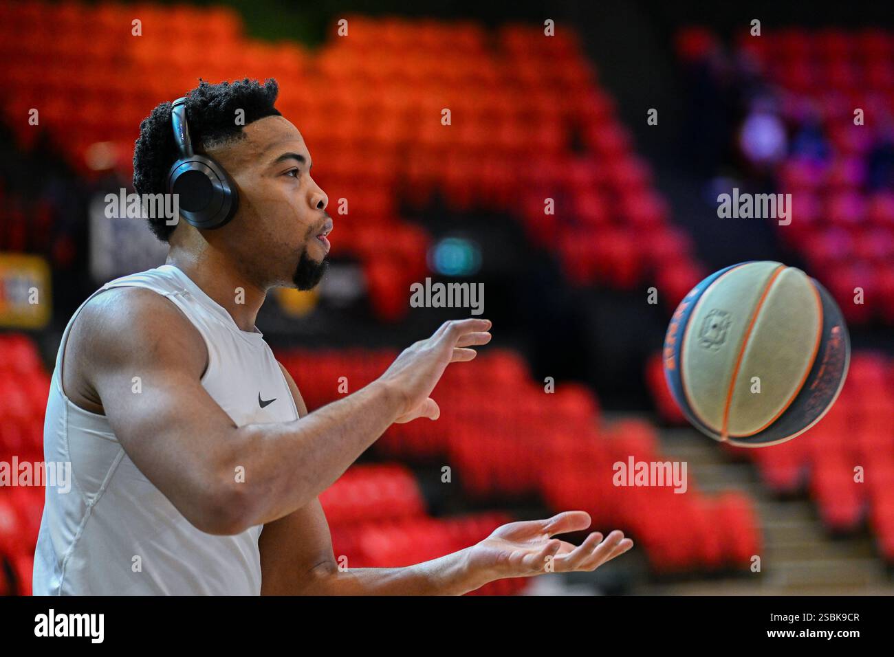 EJ Anosike (3) of Filou Oostende pictured before a basketball game ...