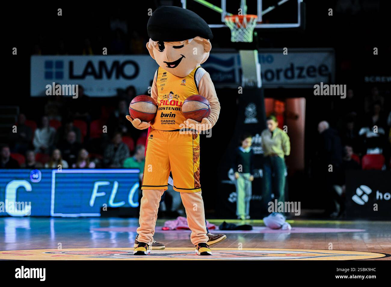 Mascotte Filou Oostende pictured during a basketball game between Filou ...