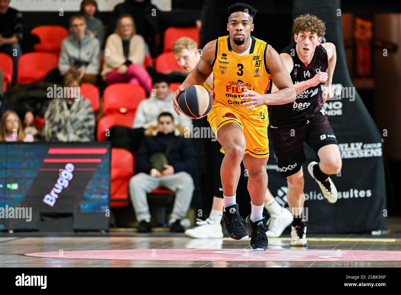 EJ Anosike (3) of Filou Oostende pictured during a basketball game ...