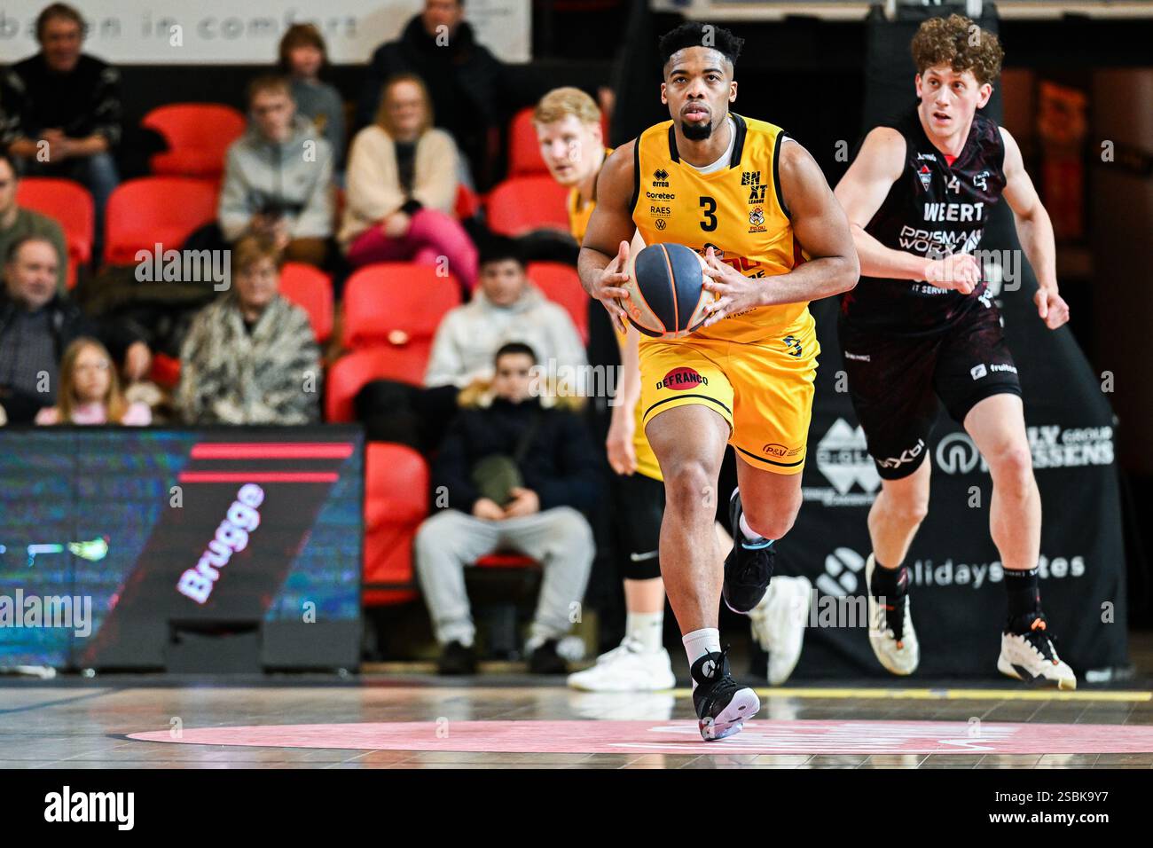EJ Anosike (3) of Filou Oostende pictured during a basketball game ...