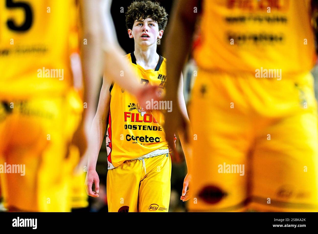 Jules Rotsaert (7) of Filou Oostende pictured during a basketball game ...
