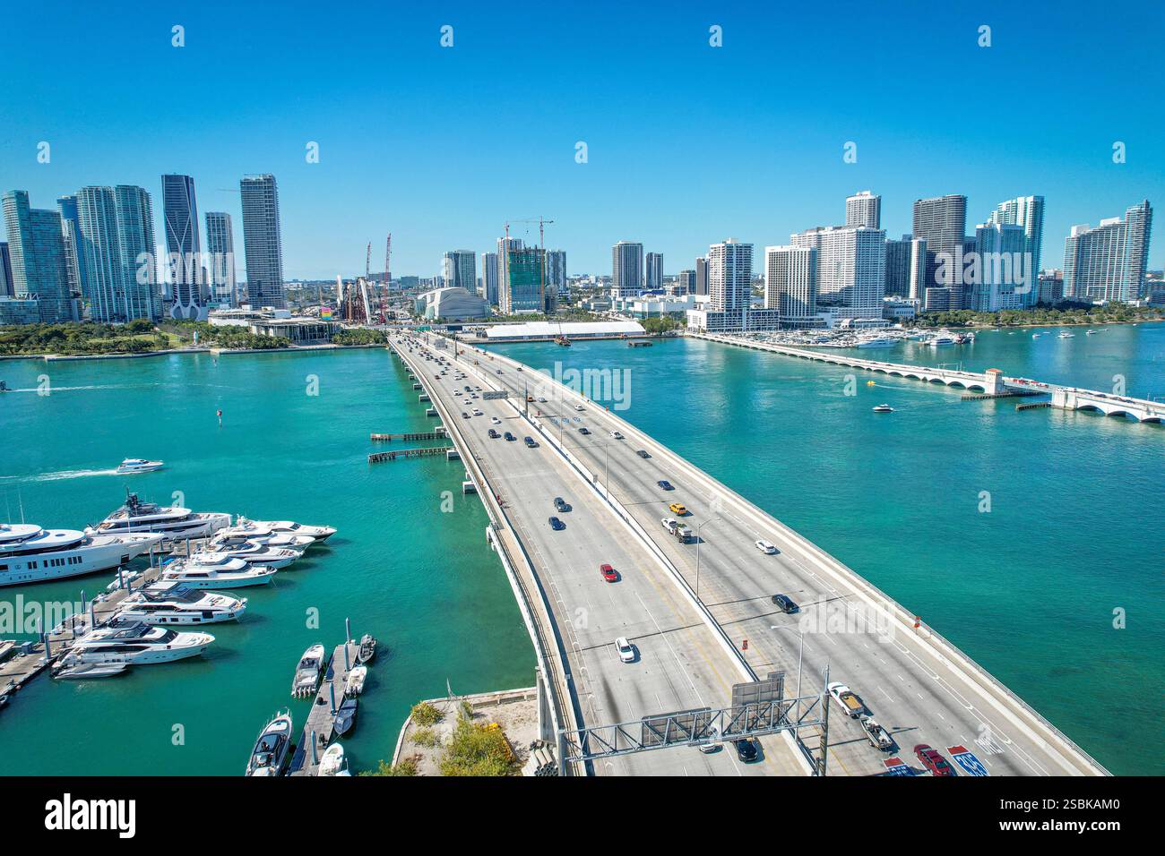 Aerial view of waterfront residential and office buildings on ...
