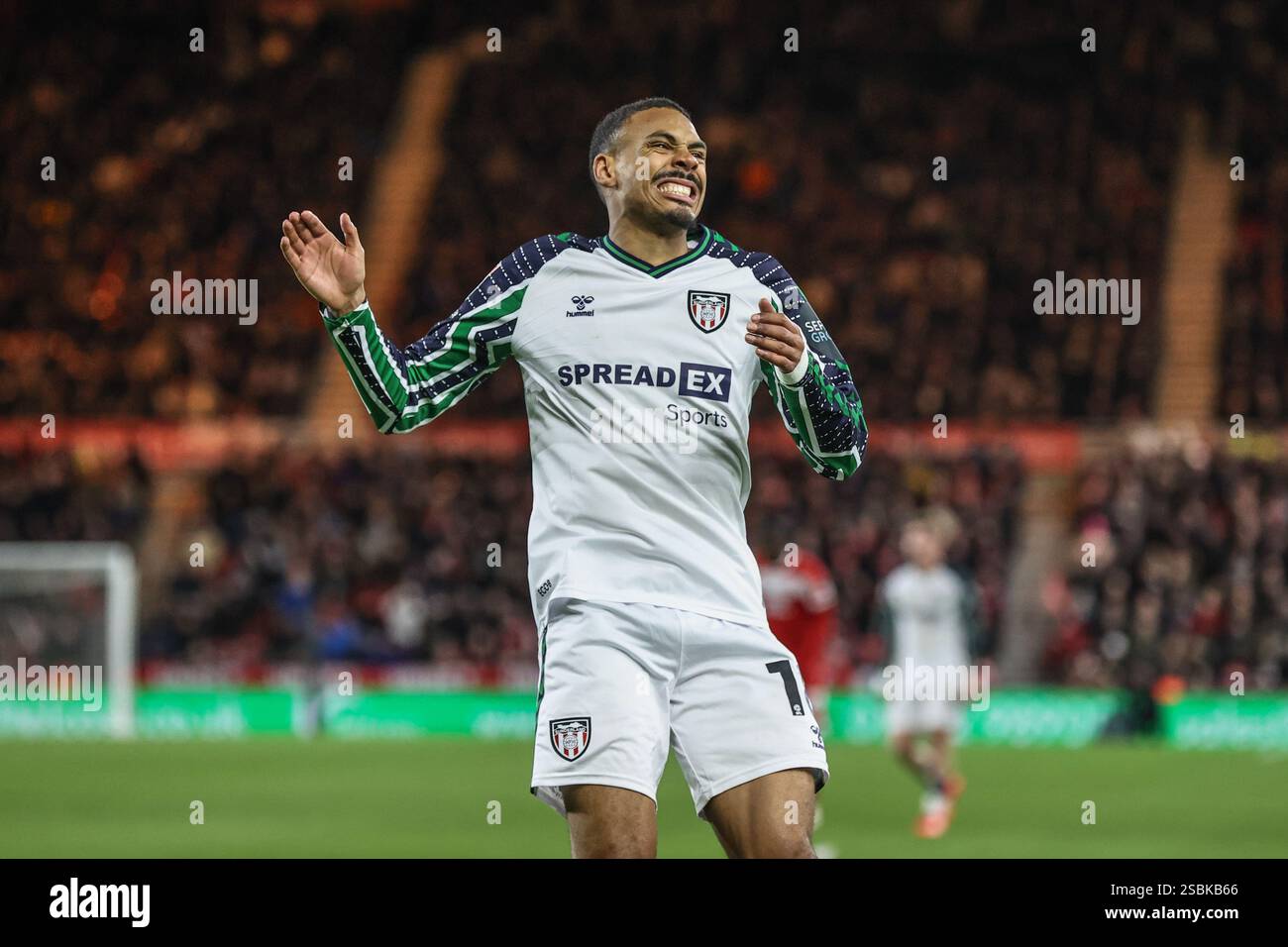 Middlesbrough, UK. 03rd Feb, 2025. Wilson Isidor of Sunderland reacts to a missed shot on goal ...