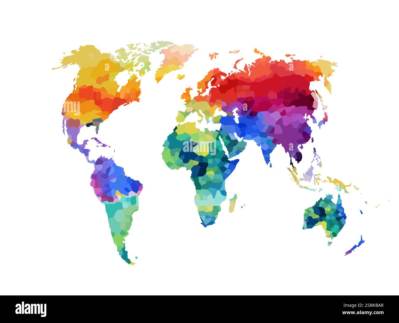 World map colorful. hand drawn. Not AI, Vector illustration Stock ...