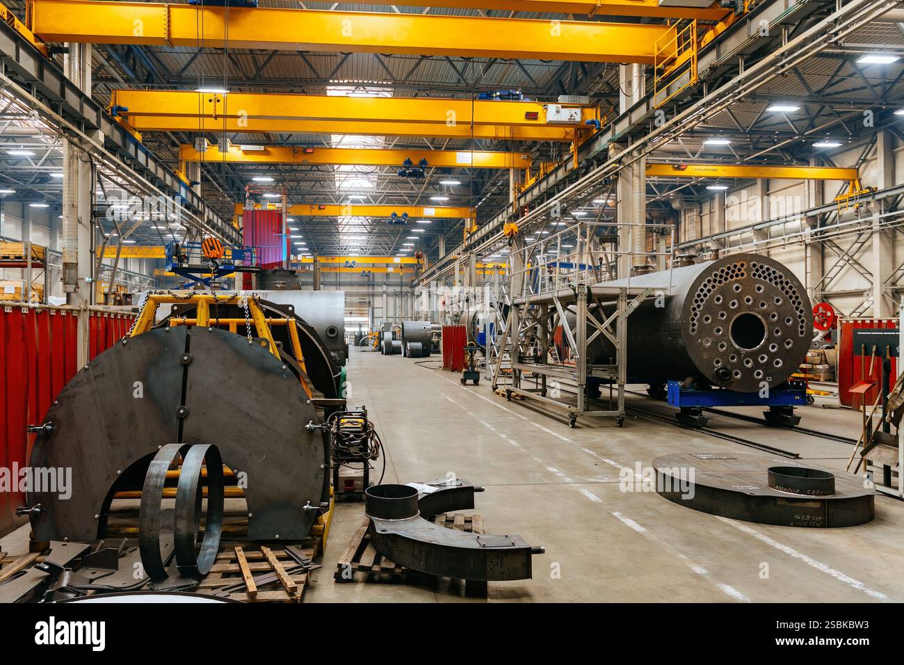 Assembly line of boiler equipment Stock Photo - Alamy