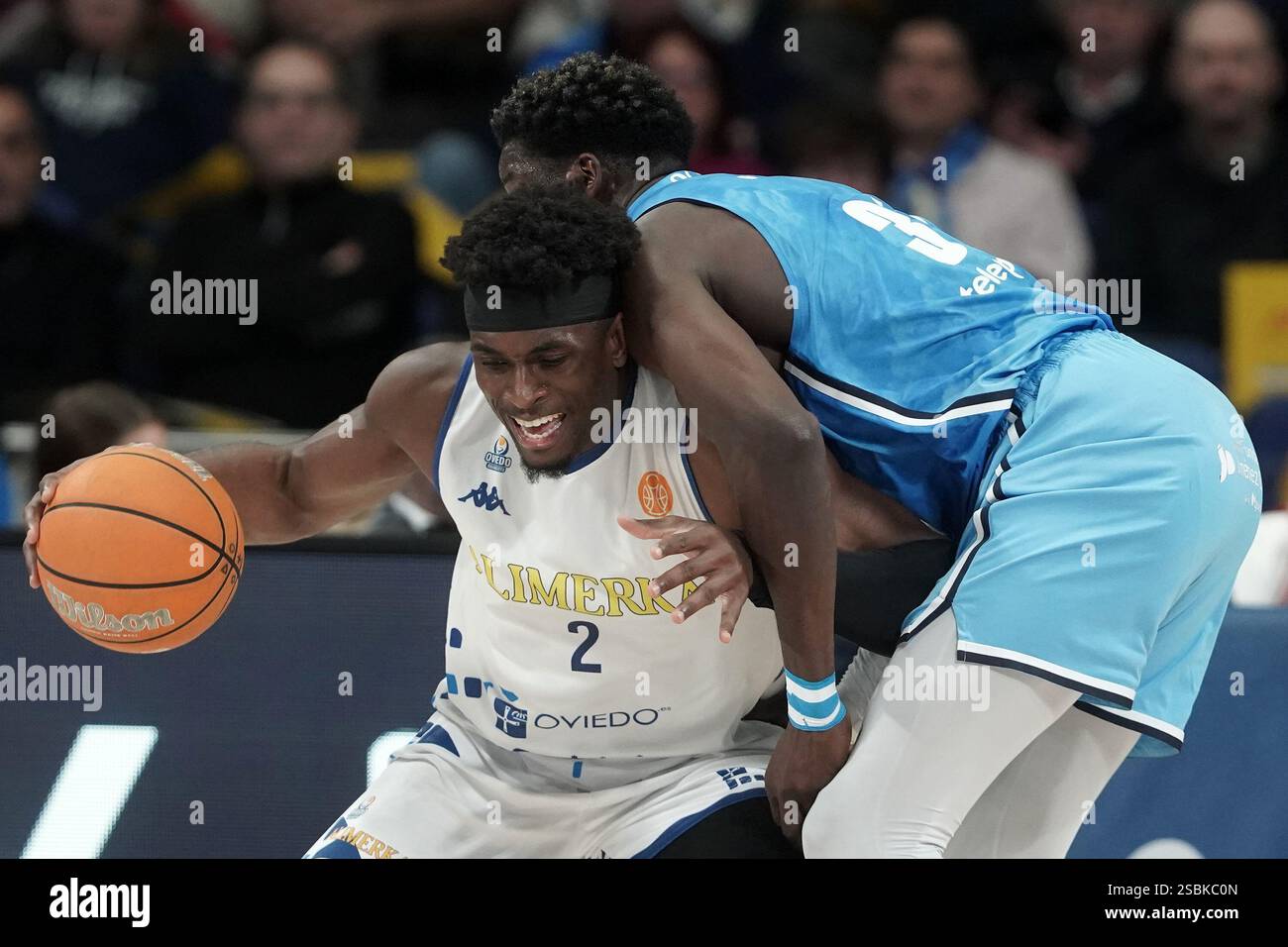 Madrid, Spain. 02nd Feb, 2025. Movistar Estudiantes' Mus Barro (r) and ...