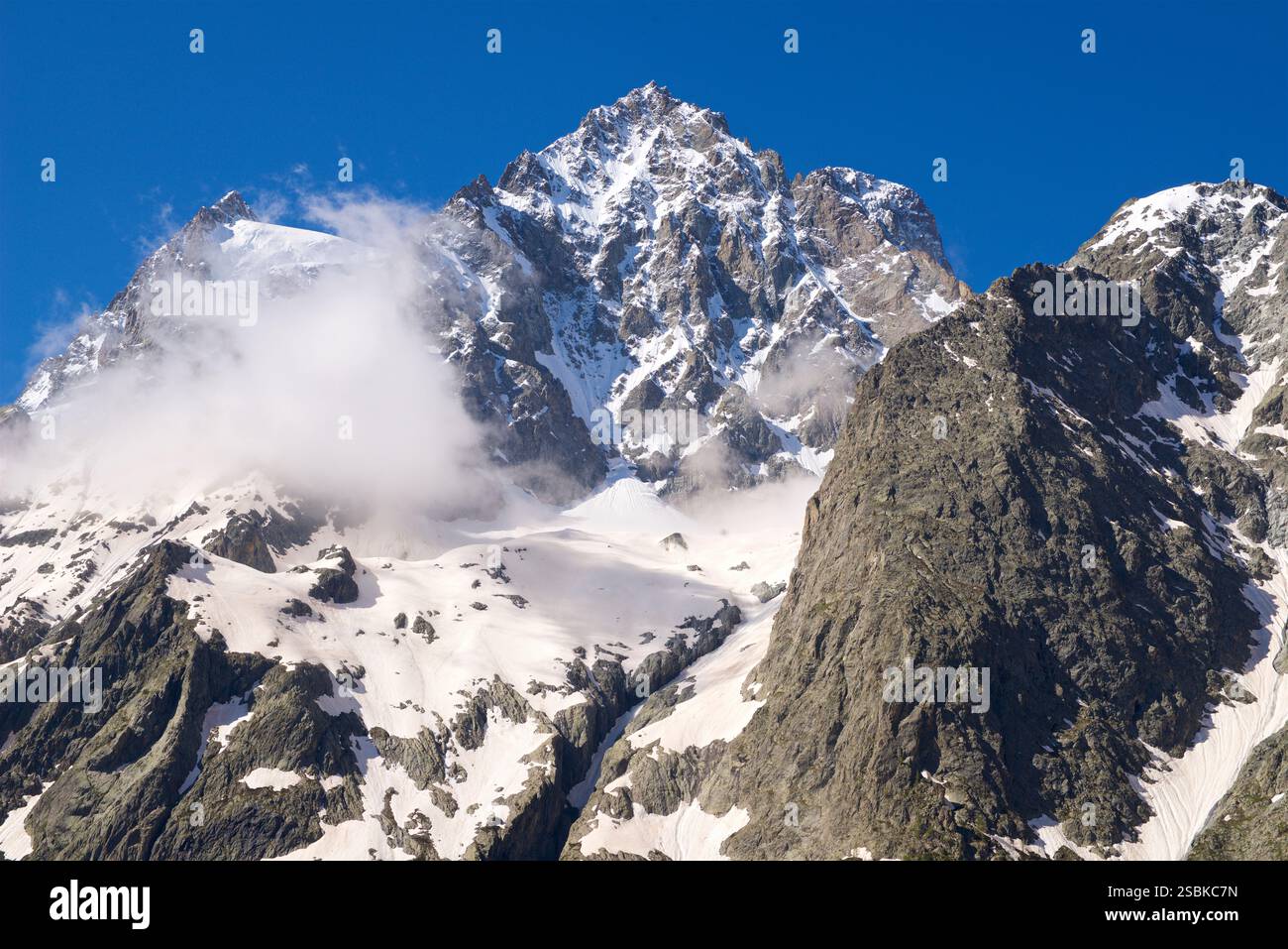 Mont Pelvoux, Ecrins national park, Hautes alpes, France. Viewed from ...