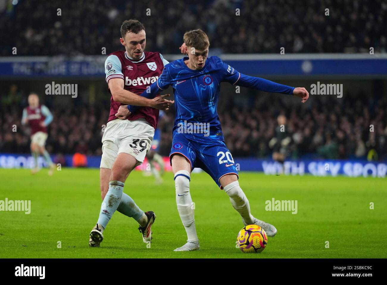 West Ham's Andy Irving, left, and Chelsea's Cole Palmer challenge for ...