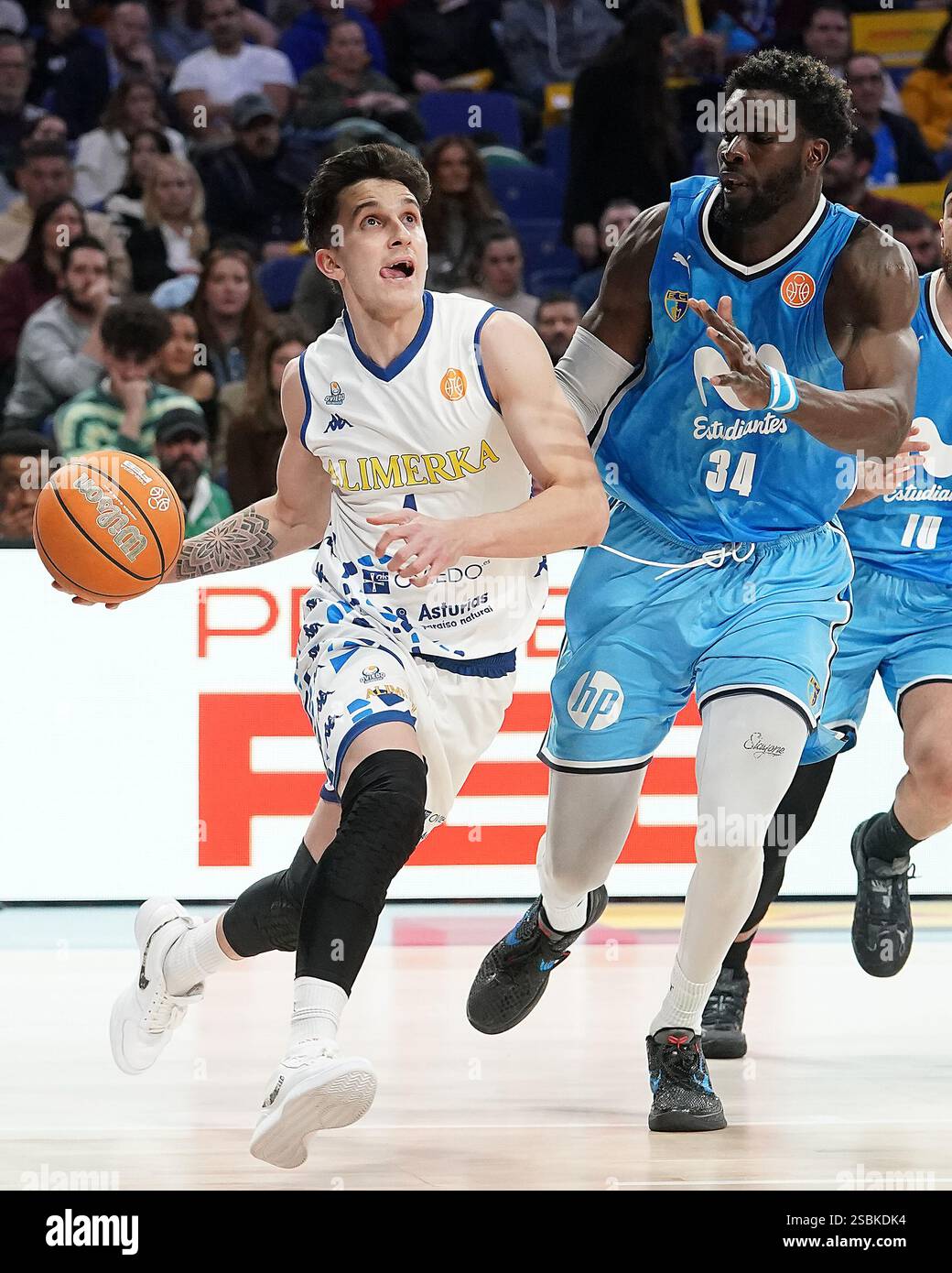 Madrid, Spain. 02nd Feb, 2025. Movistar Estudiantes' Mus Barro (r) and ...