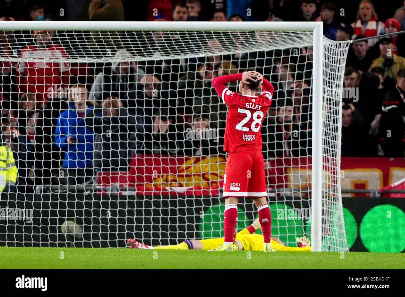 Middlesbrough's Ryan Giles reacts during the Sky Bet Championship match ...