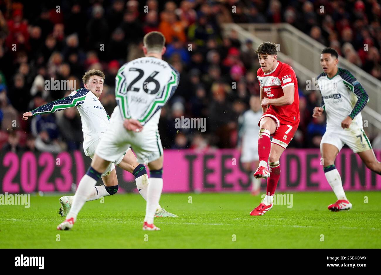 Middlesbrough's Hayden Hackney scores their side's second goal of the ...