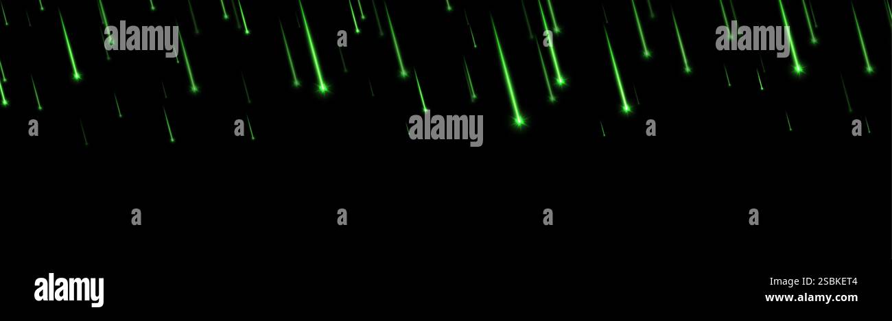 Green meteor rain, shooting stars background. Bright, streaking magic ...