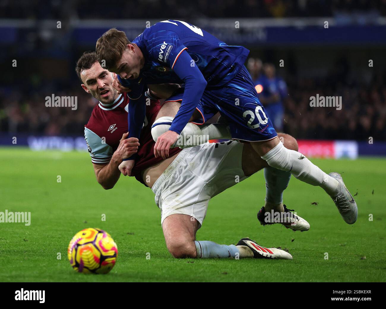 London, UK. 3rd Feb, 2025. Andy Irving of West Ham United and Cole ...