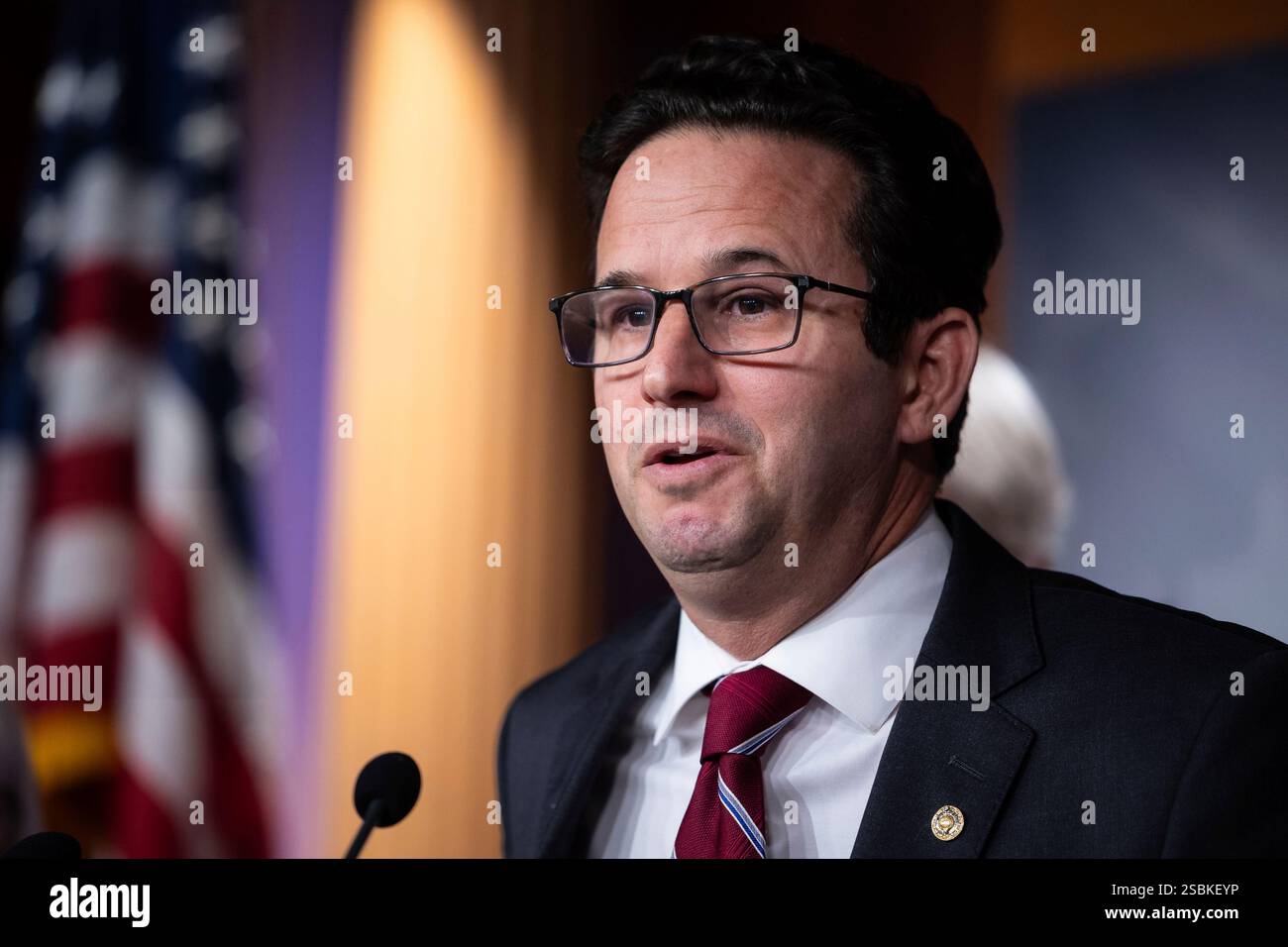 Sen. Brian Schatz (D-Hawaii) speaks during a press conference on Elon ...