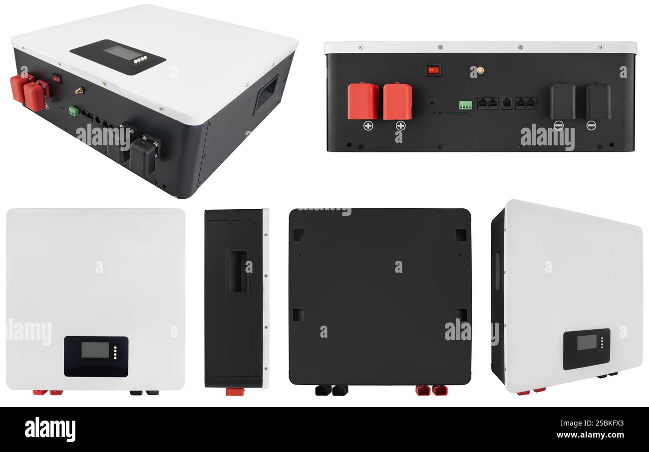 Lithium-ion battery for solar panels on a white background in ...