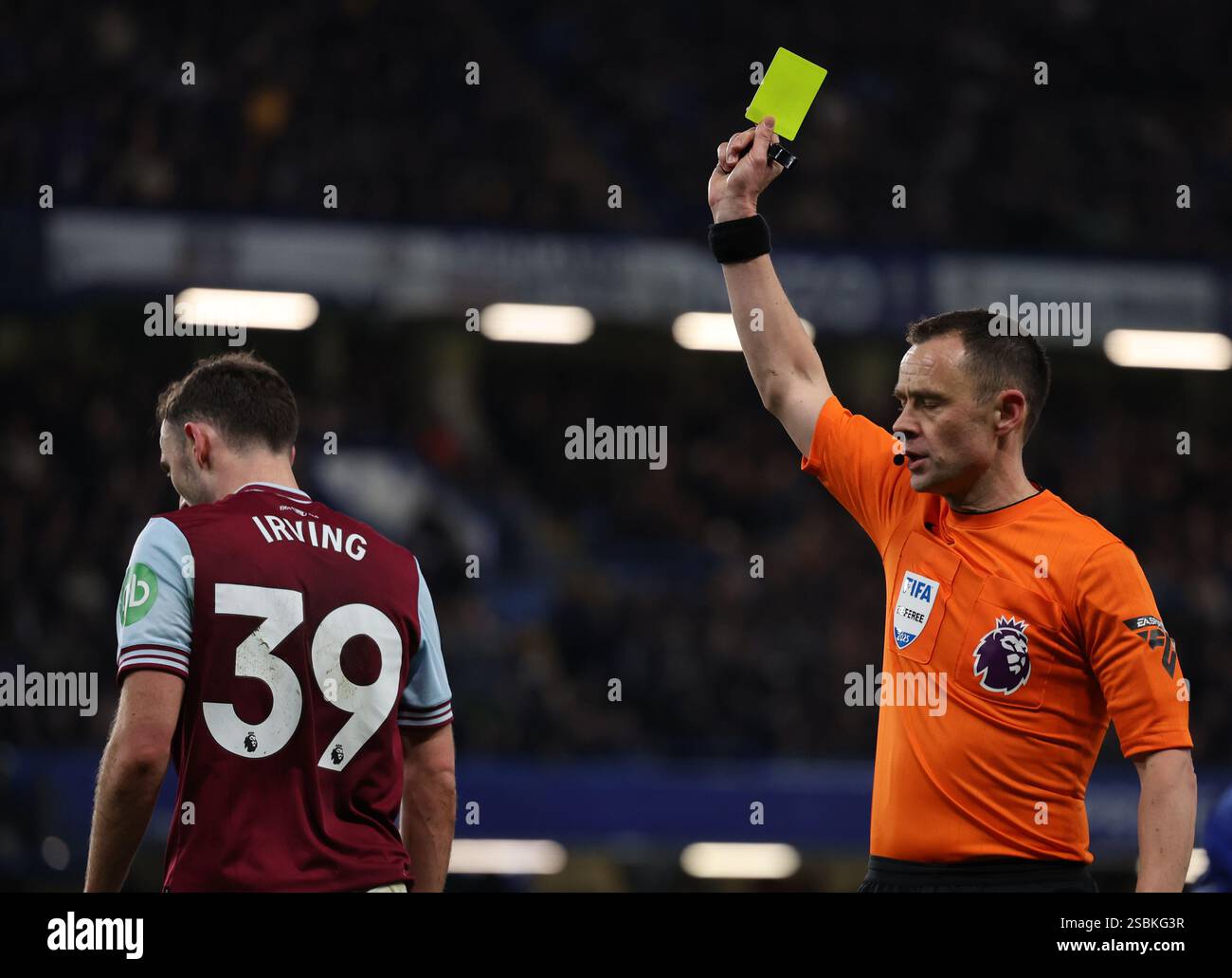 London, UK. 3rd Feb, 2025. Andy Irving of West Ham United is shown a ...
