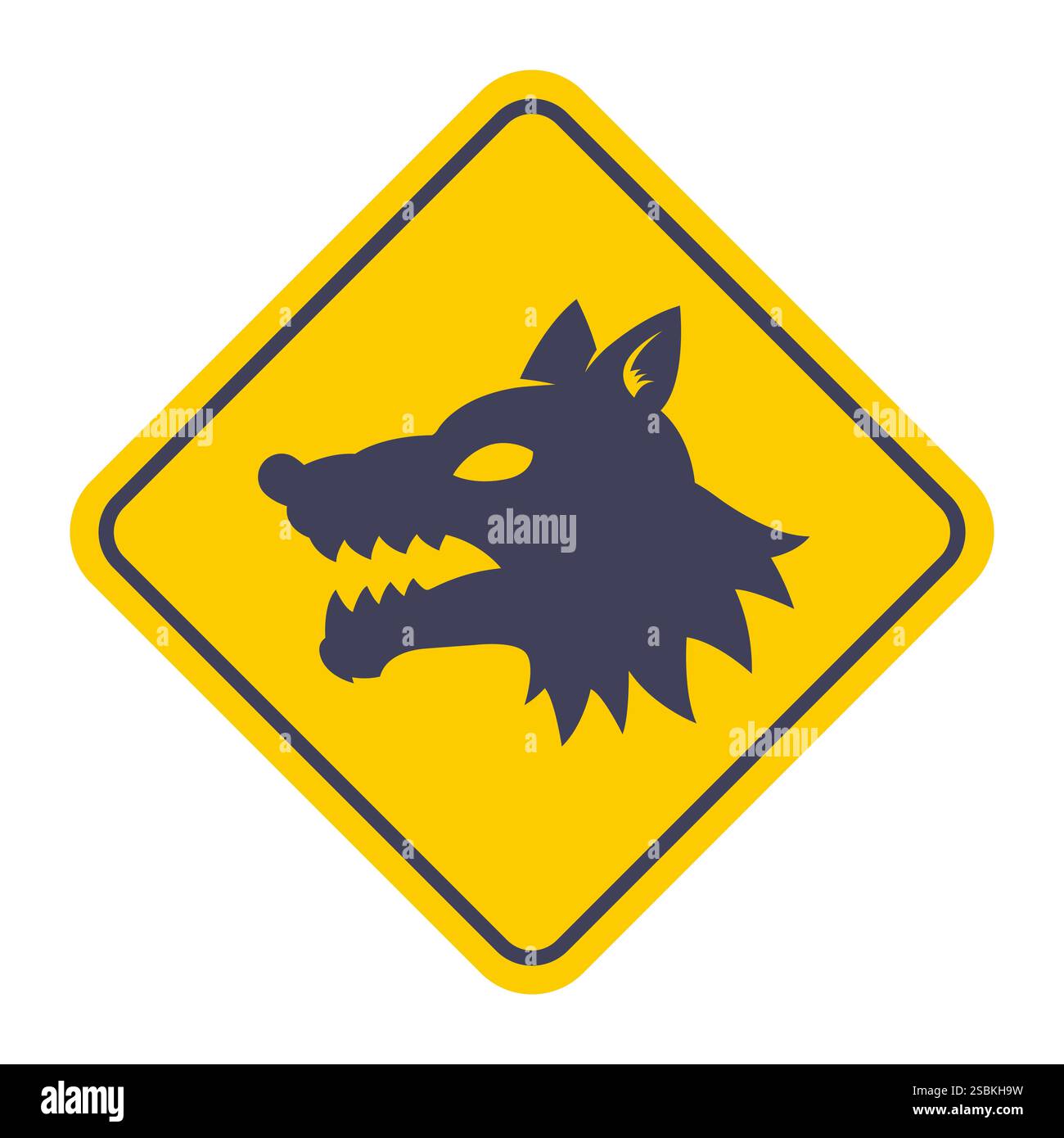 wolf head icon on yellow background. beware of evil dog Stock Vector ...