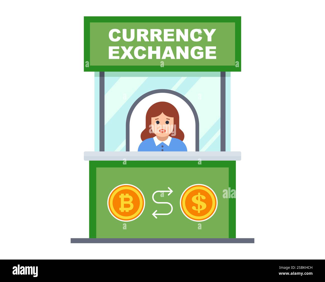 green currency exchange kiosk. buying dollar at the exchange office ...