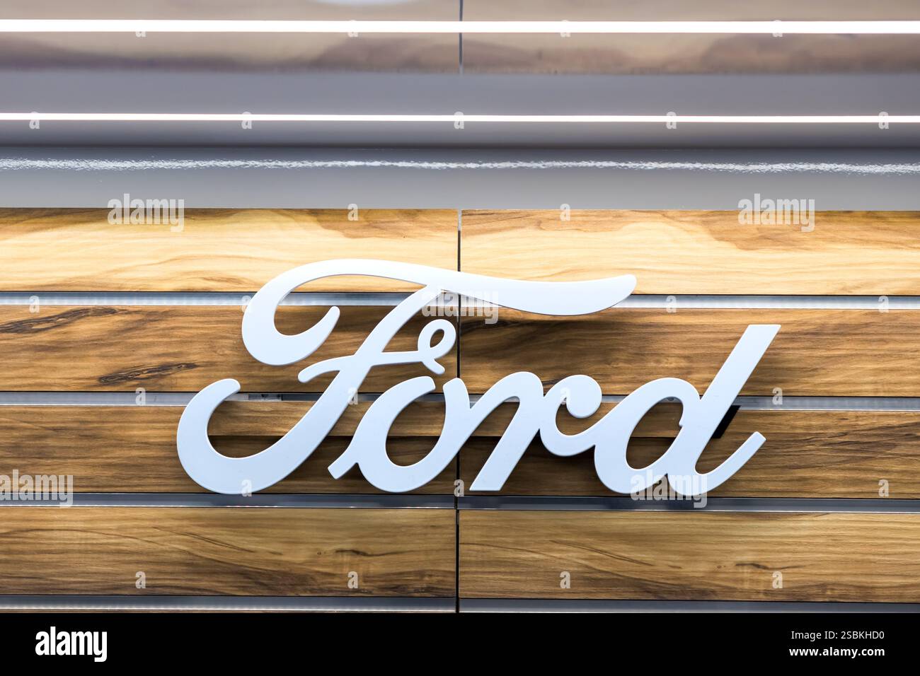 DETROIT, USA- January 16, 2025: Ford traditional store sign at Detroit ...