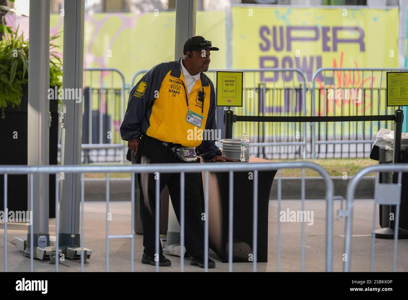Security personnel wait at a security screening location outside the ...