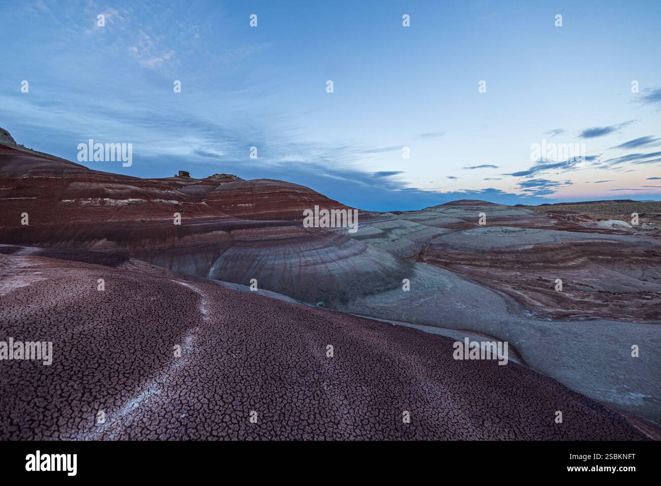 Beautiful otherworldly Bentonite Hills of Utah during the sunset or ...