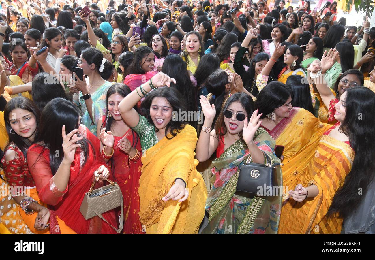 PATNA, INDIA - FEBRUARY 3: Students celebrating on the occasion of ...