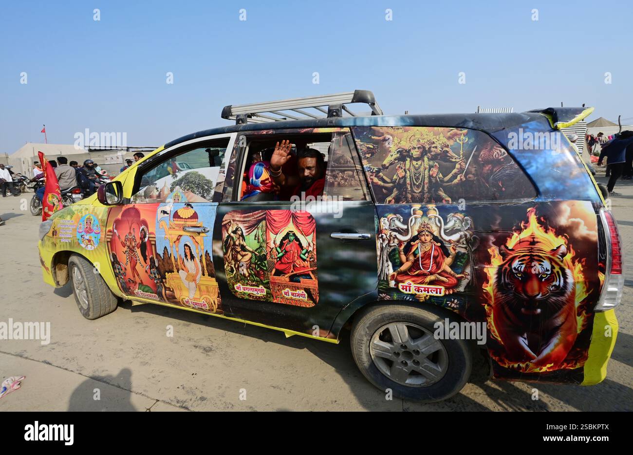 PRAYAGRAJ, INDIA - FEBRUARY 1: Sadhu's of Juna Akahada moves in a fancy ...