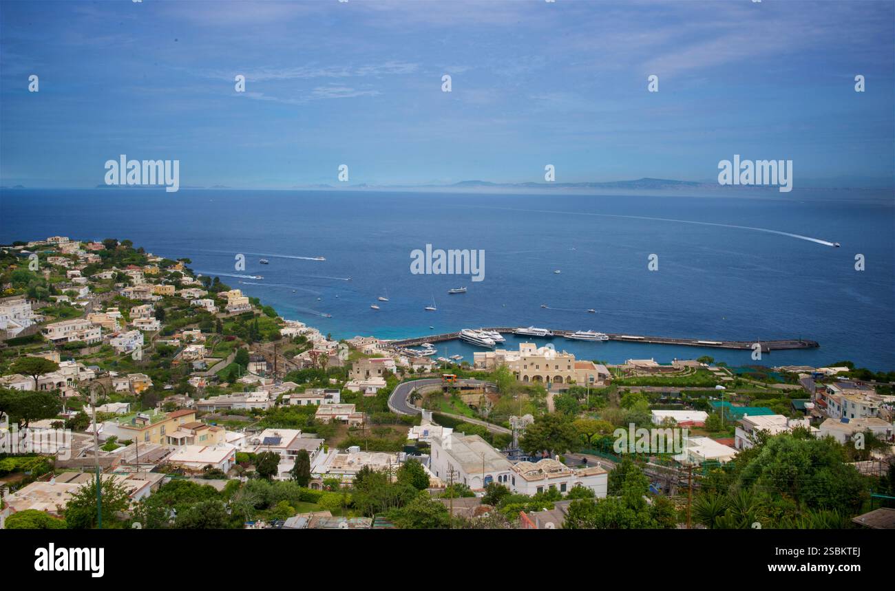 View NNW across Capri and the Gulf of Naples from the Piazzetta di ...
